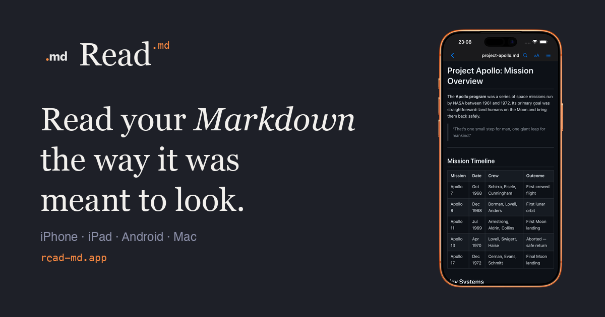 Read.md — Markdown Reader for iPhone, iPad, Android & Mac